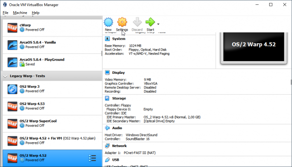OS/2 Warp 4.52 as a VirtualBox 6.x Guest - OS2World.Com Wiki